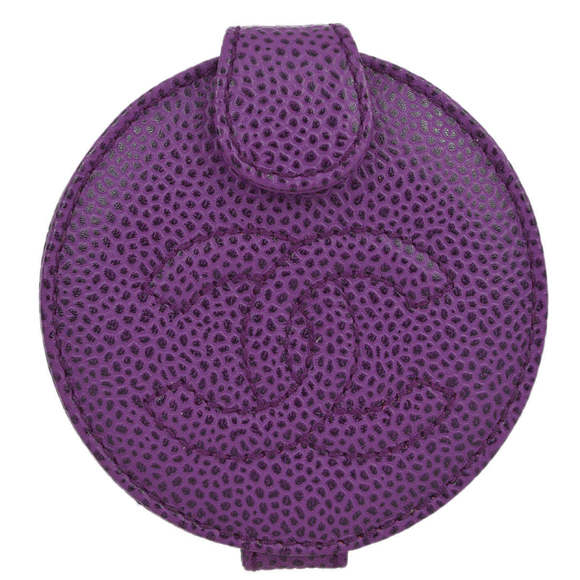 CHANEL | Accessories | Chanel Purple Caviar Compact Mirror Small Good ...